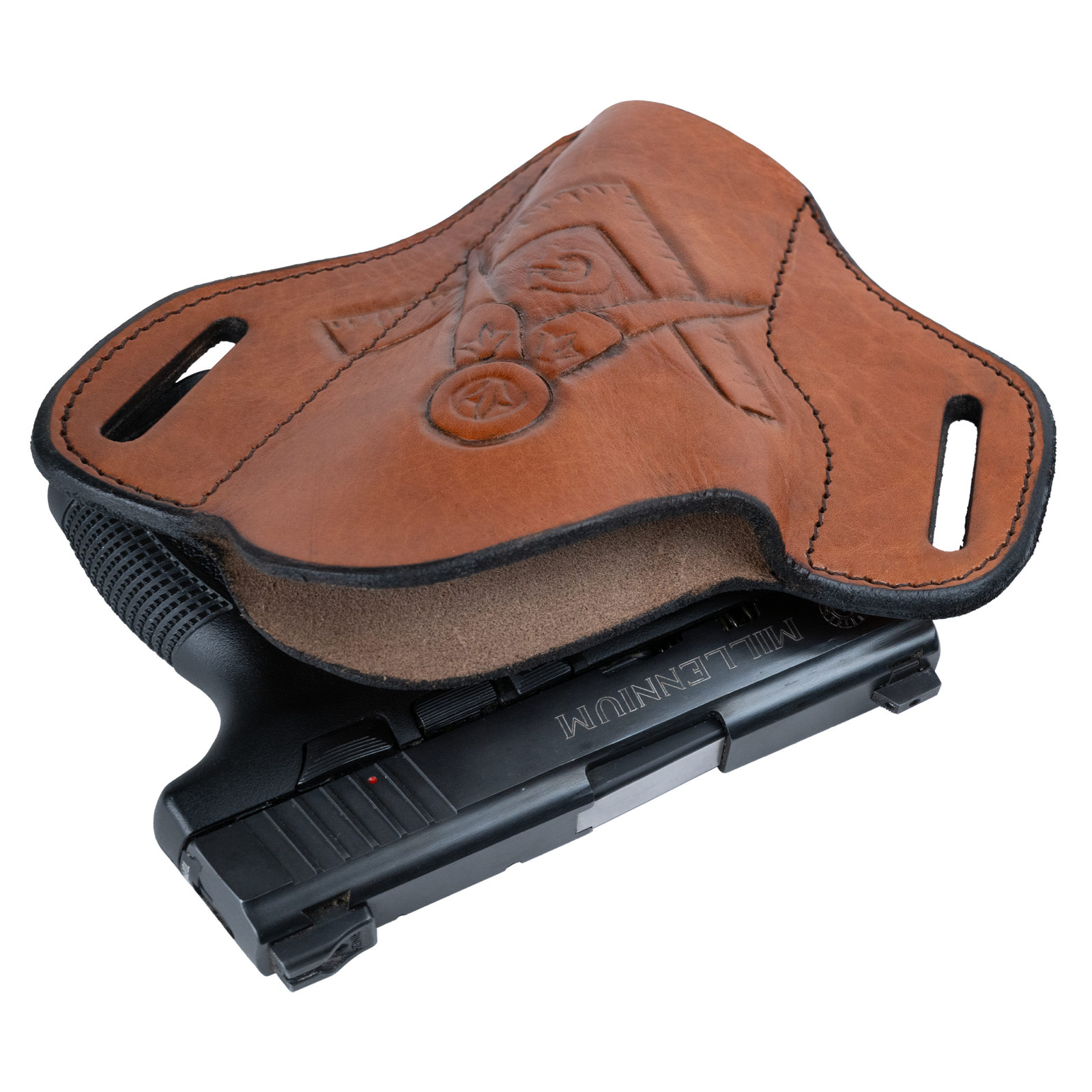 Masonic Right-Handed Hand-Tooled Leather Gun Holster | OWB Open Top ...