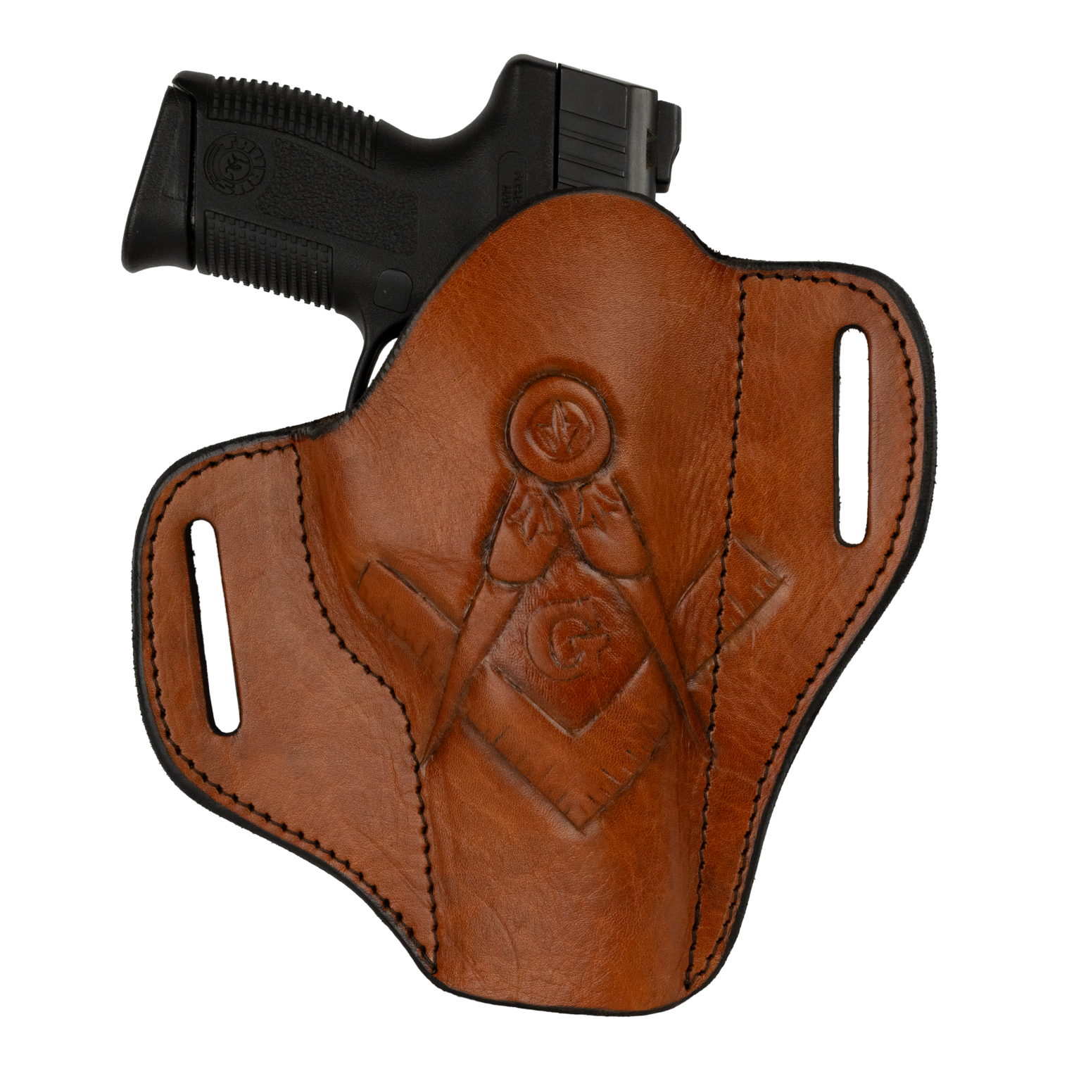 Masonic Right-Handed Hand-Tooled Leather Gun Holster | OWB Open Top ...